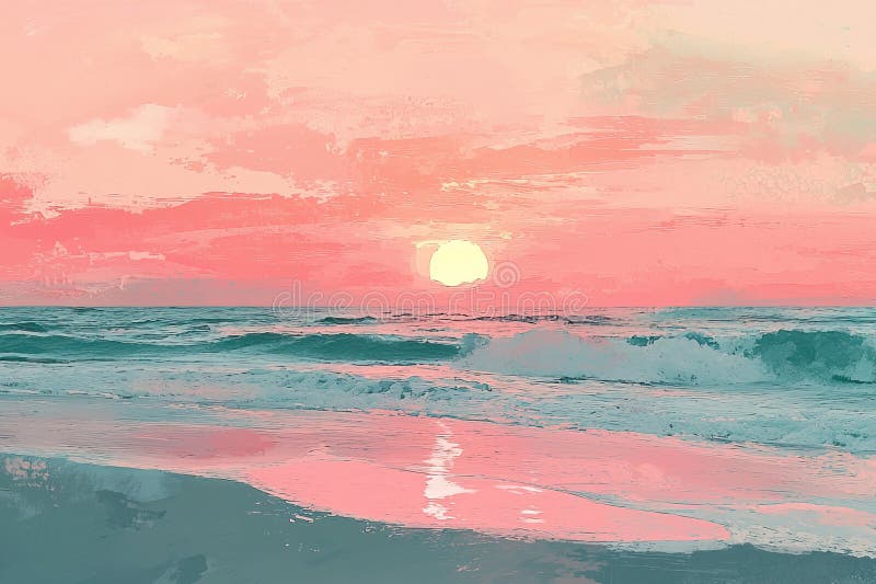 Beach Sketch: a Vibrant Depiction of a Beach Scene, Capturing Waves ...