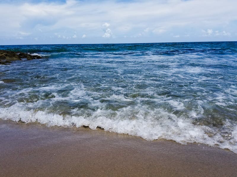 Beach and Sky stock photo. Image of flow, waves, white - 96492562