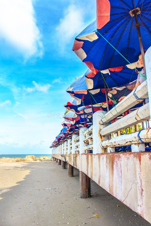Beach and Sky and Restaurant Sea Food HDR Stock Photo - Image of beach ...