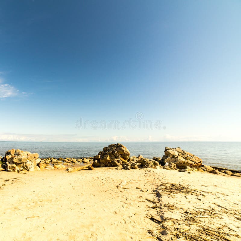 Beach Skyline with Sand and Perspective Stock Photo - Image of calmness ...