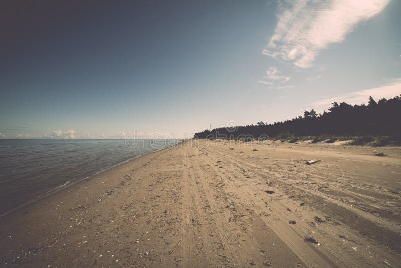 Beach Skyline with Sand and Perspective Stock Image - Image of clouds ...