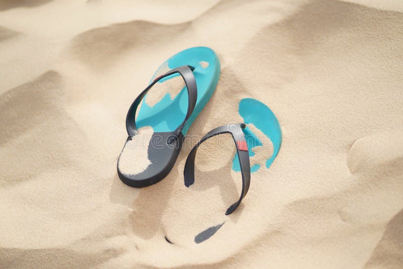 Beach Slippers in the Desert. Stock Image - Image of flipflop, sandy ...