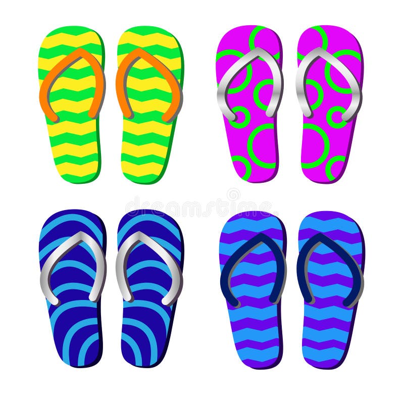 Beach Slippers with Pattern Isolated for Decorating Tourist Leaf Stock ...