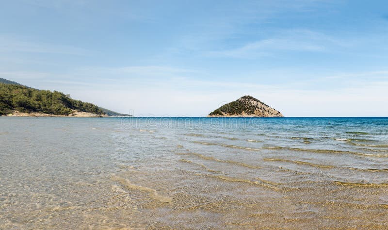 Beach with small island stock image. Image of summer - 102561819