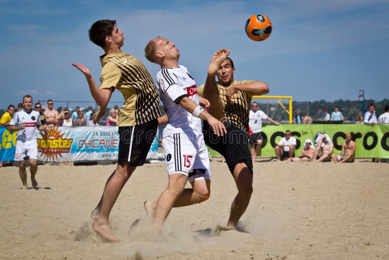 Beach soccer bicycle kick editorial stock photo. Image of contest ...