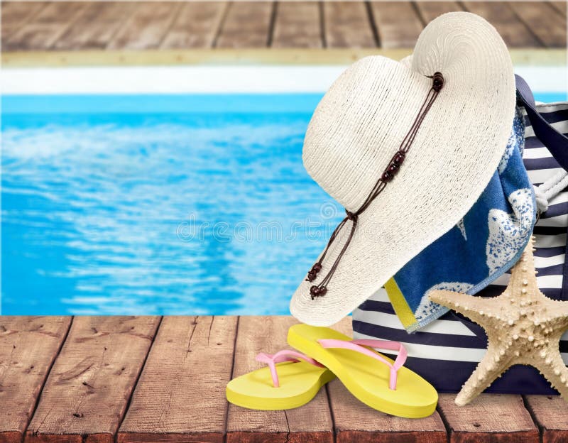Beach Staff on Sand, Vacation Concept Stock Image - Image of shell ...