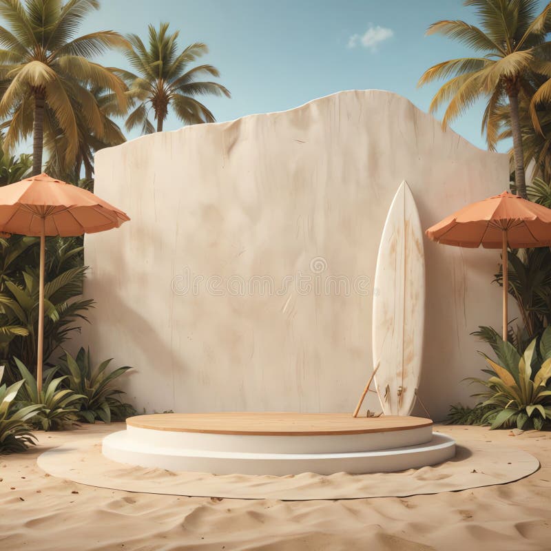 Beach Stage Showcase Mockup for Product Presentation Stock Illustration ...