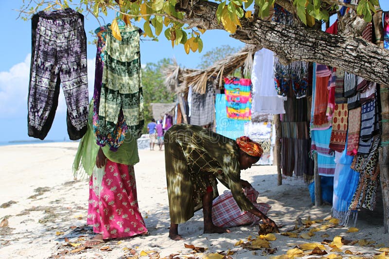 Beach Stall on Diani Beach, Kenya Stock Image - Image of towels, water ...