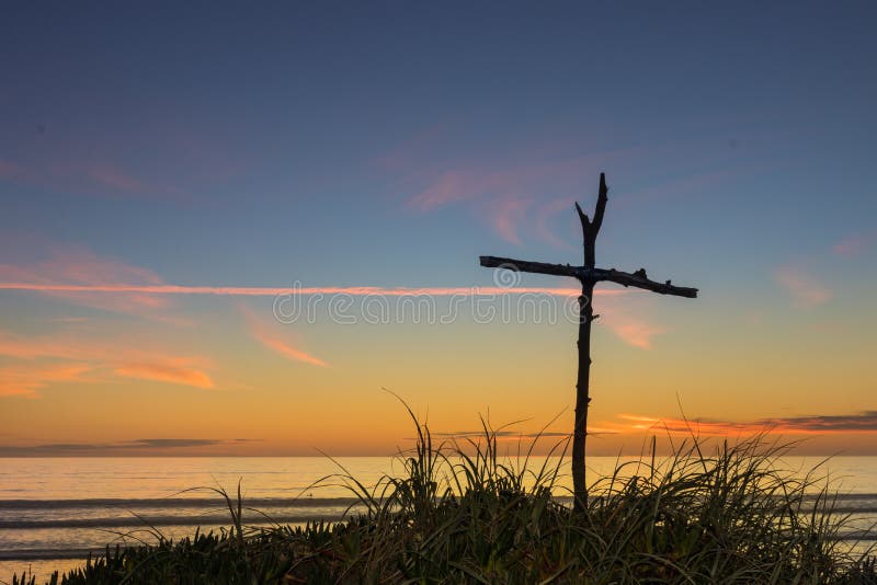 Cross Beach Reflection stock image. Image of symbol, ocean - 39167333