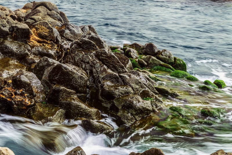 Beach Stones in Ocean Abstract Background Stock Photo - Image of ...