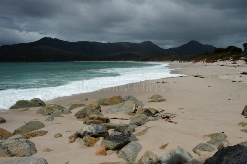 Beach with Stones before Storm Stock Image - Image of front, background ...