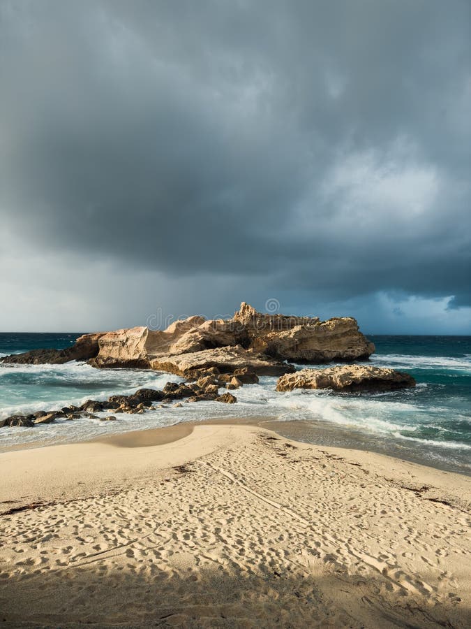 Beach with Stormy Sea in Winter Stock Image - Image of summer, ocean ...