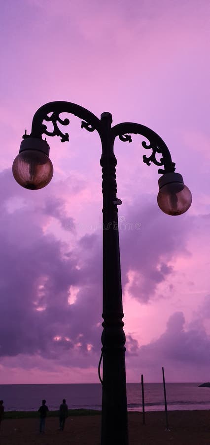 Beach street light stock photo. Image of clouds, beach - 159071386