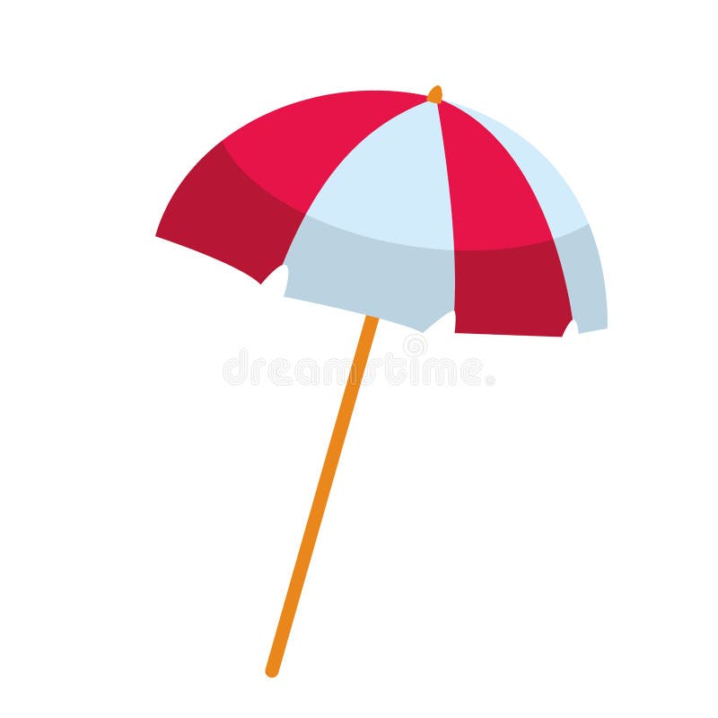 Beach Striped Umbrella Open Cartoon in Black and White Stock Vector ...
