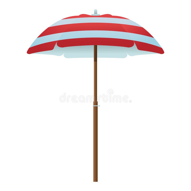 Beach Striped Umbrella Open Cartoon Stock Vector - Illustration of ...