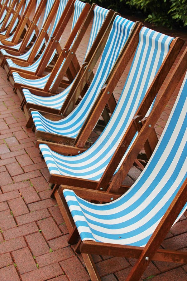 Deck Chairs Row Beach Style Vintage Retro Striped British Seaside Stock ...