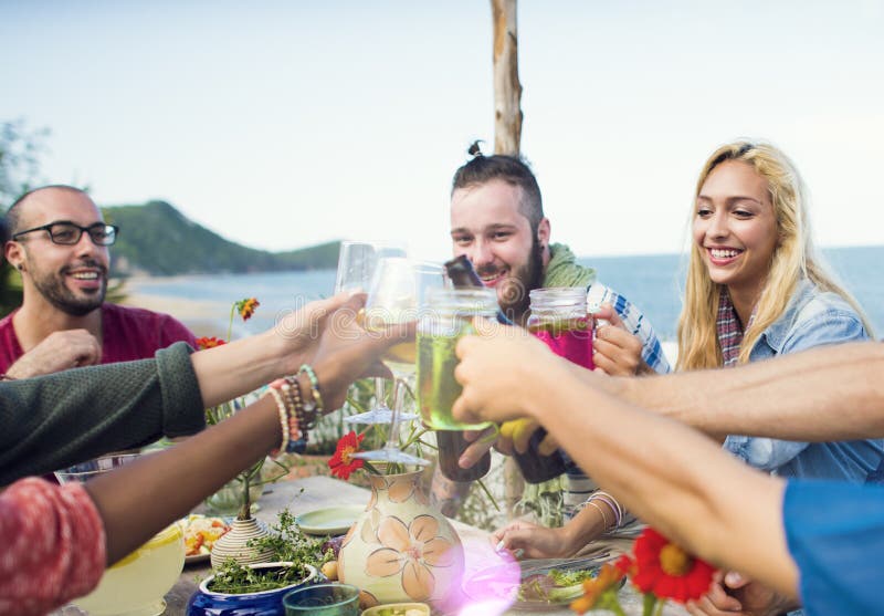 Beach Summer Dinner Party Celebration Friends Concept Stock Image ...