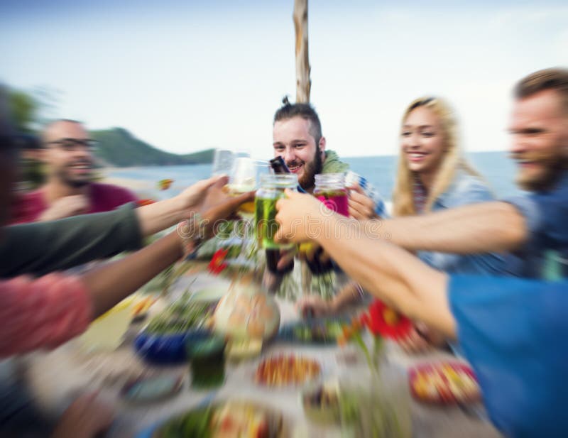 Beach Summer Dinner Party Celebration Friends Concept Stock Image ...