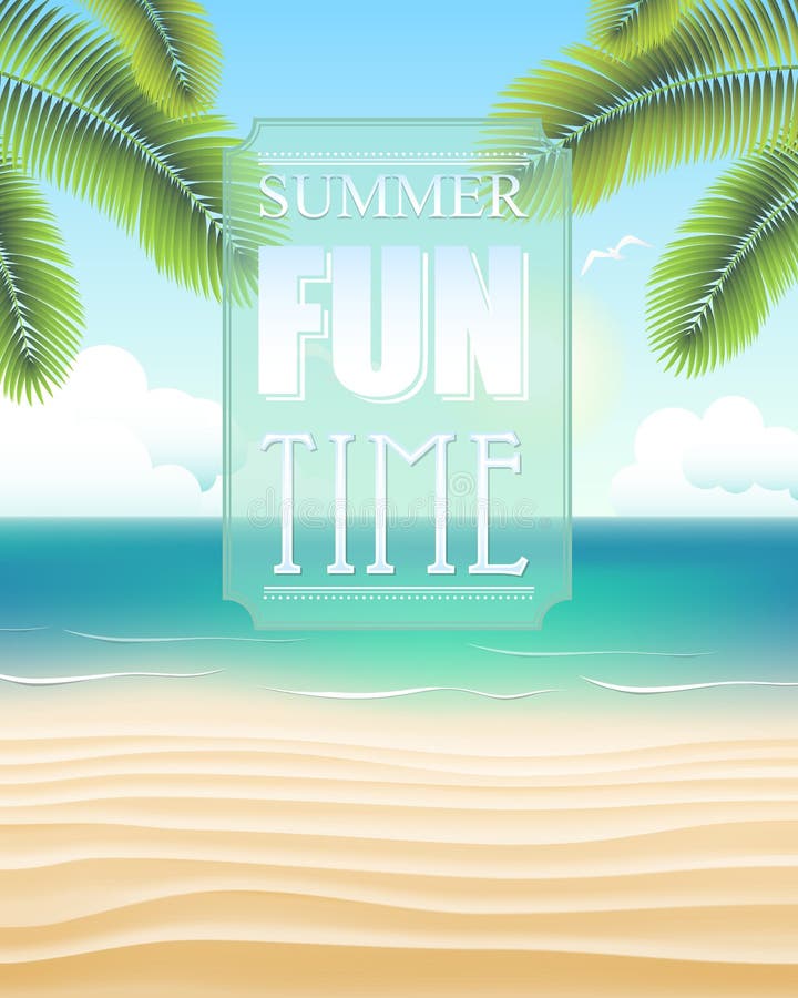 Vector Illustration on a Summer Holiday Theme with Paradise Island on ...