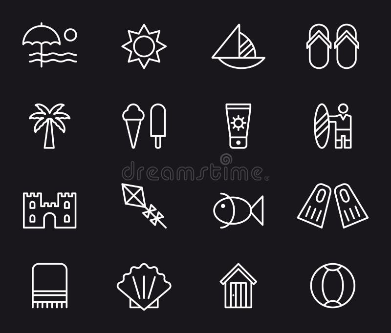 Summer and Beach Pictograms Stock Vector - Illustration of sign, bucket ...