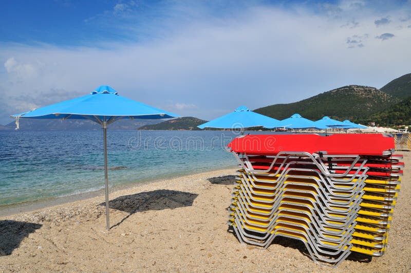 Beach for a sunbath stock photo. Image of greece, sand - 6940052