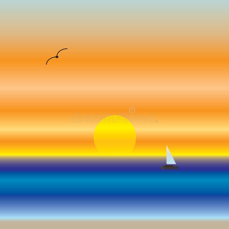 Sunset Over Water Clipart