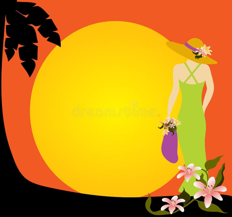 Beach Woman Sunset Stock Illustrations – 22,364 Beach Woman Sunset ...