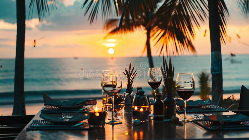 Beach Sunset Dining stock footage. Video of ocean, beach - 380539480