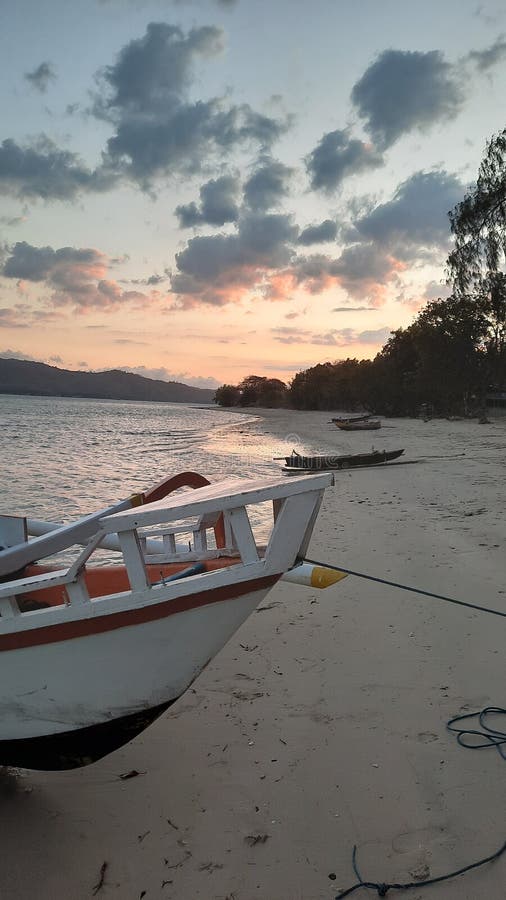 By the Beach, the Sunset Falls with the Night Stock Photo - Image of ...