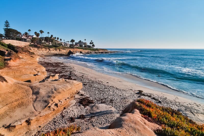 Beach Sunset in La Jolla, California Stock Photo - Image of flow, sand ...