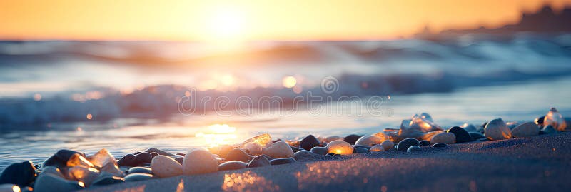 Beach at Sunset, Light Bokeh, Defocused Backgrounde, Cinematic Stock ...