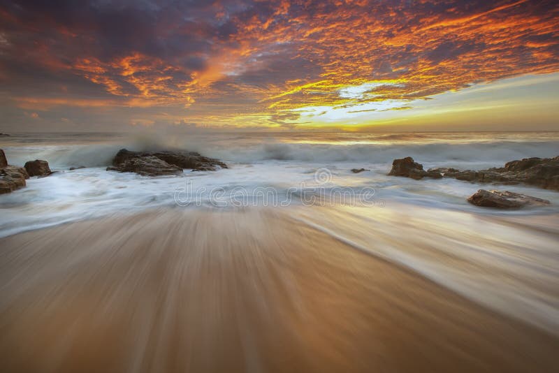 Beach at sunset stock image. Image of natural, nature - 83065419