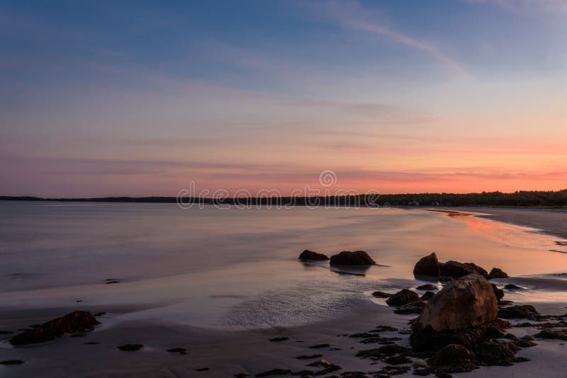 Beach at Sunset (long Shutter Speed) Stock Image - Image of splash ...
