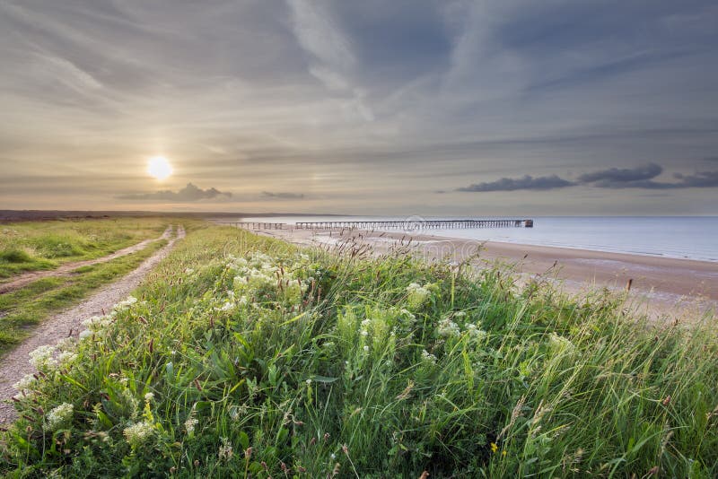 Sunset Over Formby Beach through Dunes Stock Image - Image of orange ...