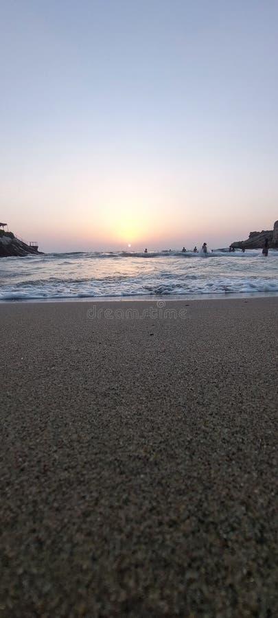 Beach sunset sand stock image. Image of sunset, sand - 319033221