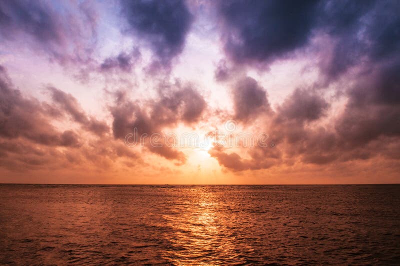 Beach with sunset sky stock photo. Image of color, sand - 97219436
