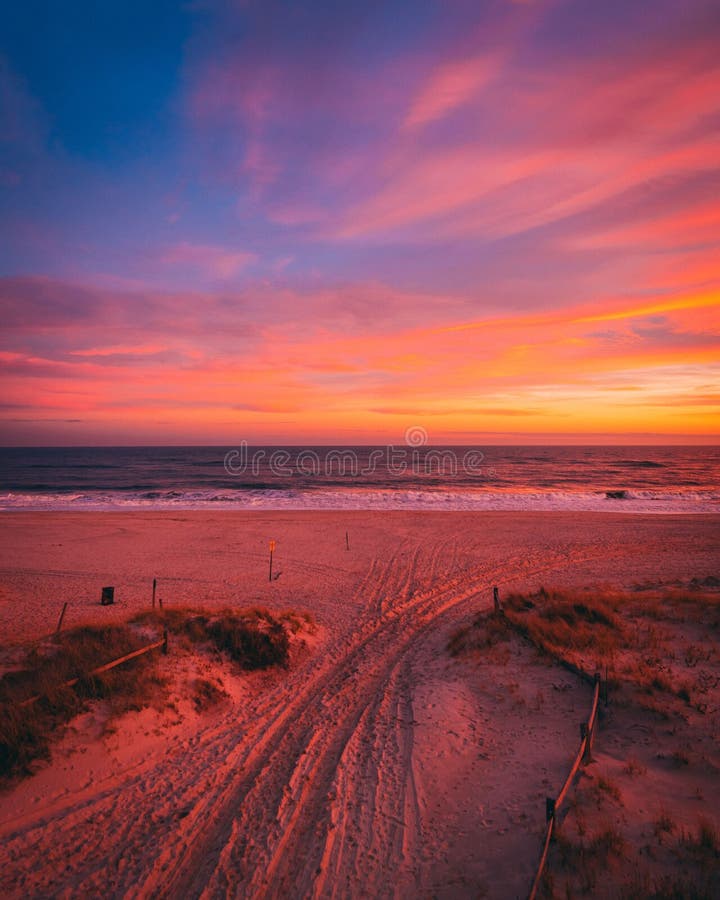 The Beach at Sunset, at Smith Point, Fire Island, New York Stock Image ...