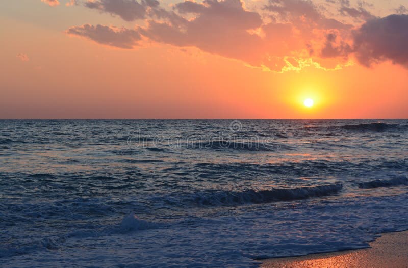 Beach sunset stock image. Image of glowing, ocean, night - 31754191