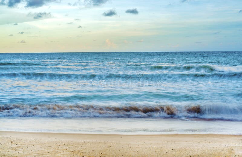 Beach in sunset time stock image. Image of summer, background - 100640411