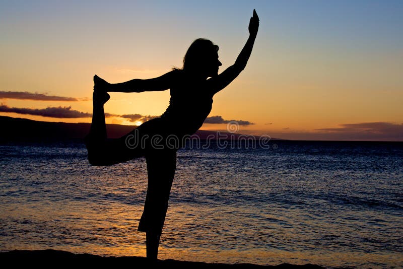 Beach Sunset Yoga stock photo. Image of yoga, woman, outdoor - 14029756