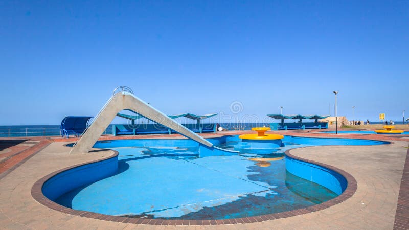 Beach Swimming Pools Empty Water Slide Stock Photo - Image of durban ...