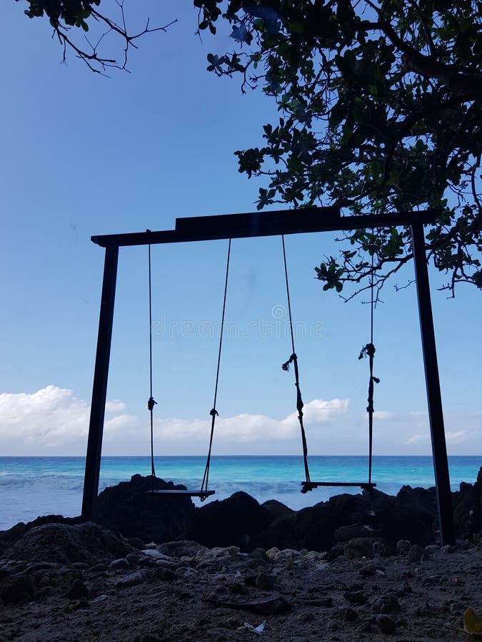 Beach and swing stock image. Image of wind, line, tree - 264064087