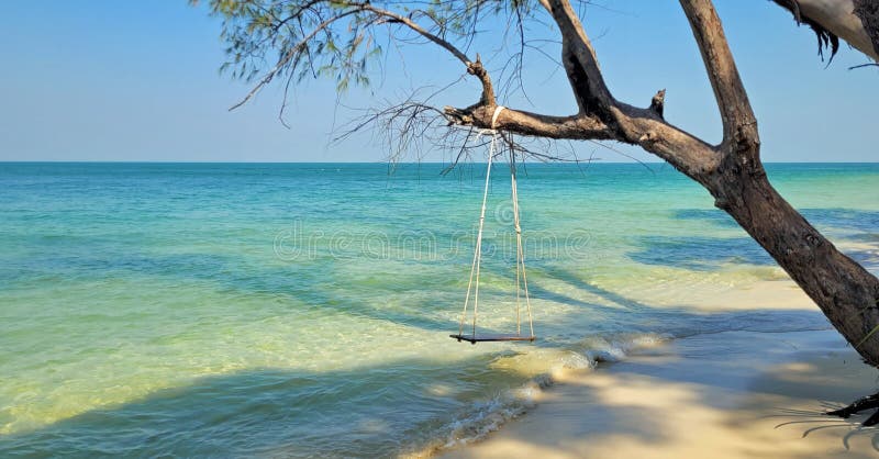Beach Swing at Starfish Beach Stock Image - Image of swinging, blue ...