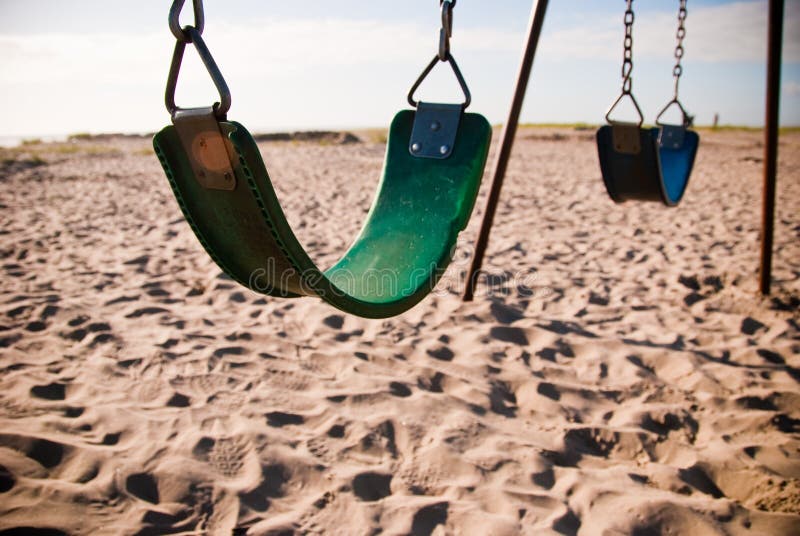 Beach Swings stock image. Image of seaside, green, sand - 15203613