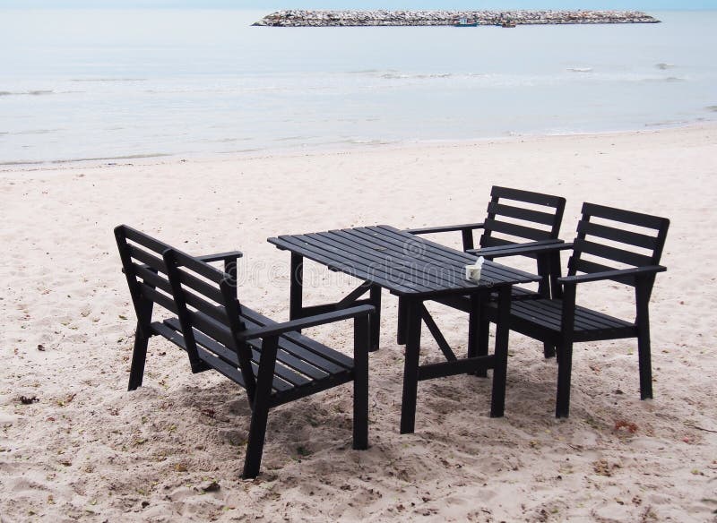 Beach table stock photo. Image of black, dining, bech - 56334692