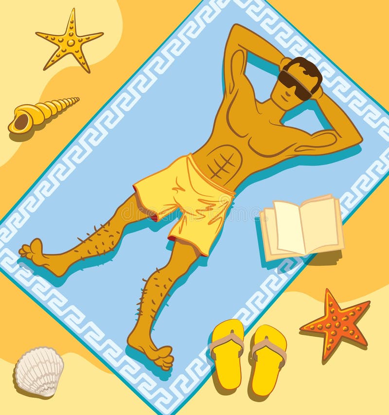Tanning on a beach stock illustration. Illustration of vacation - 5830505