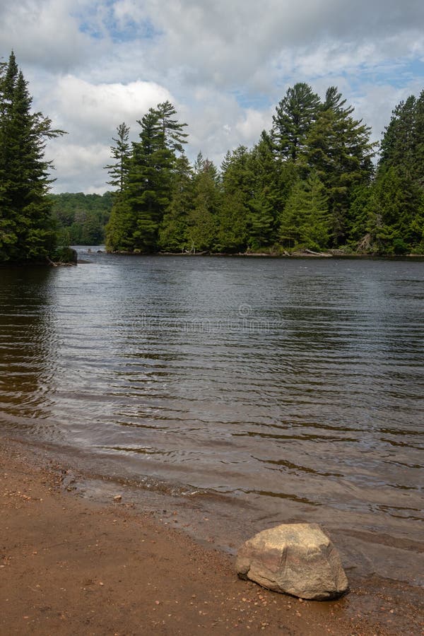 Beach at Tea Lake Campground in Algonquin Park Stock Image - Image of ...