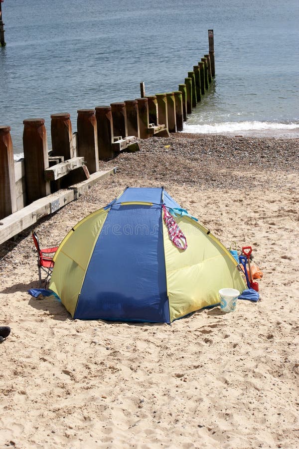 Beach tent at water edge stock image. Image of beach - 17007347