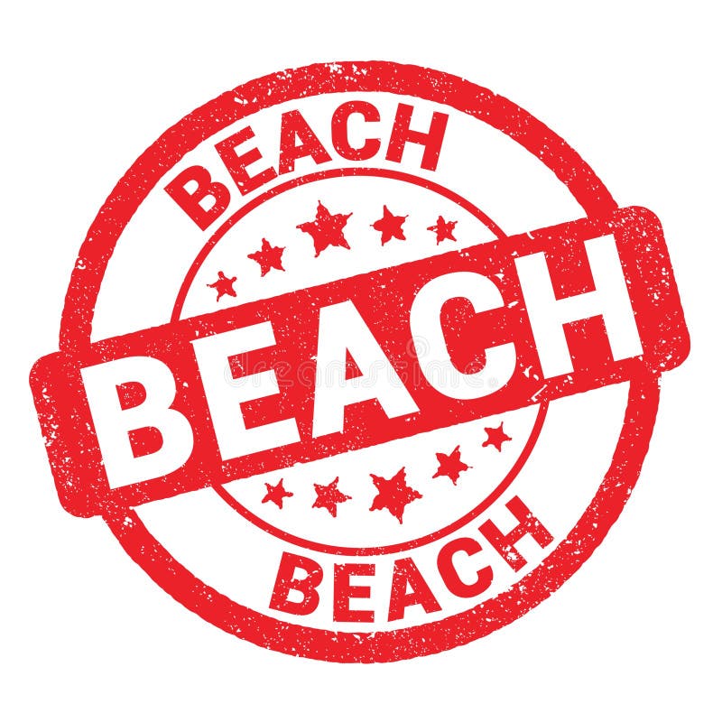BEACH Text Written on Red Stamp Sign Stock Illustration - Illustration ...