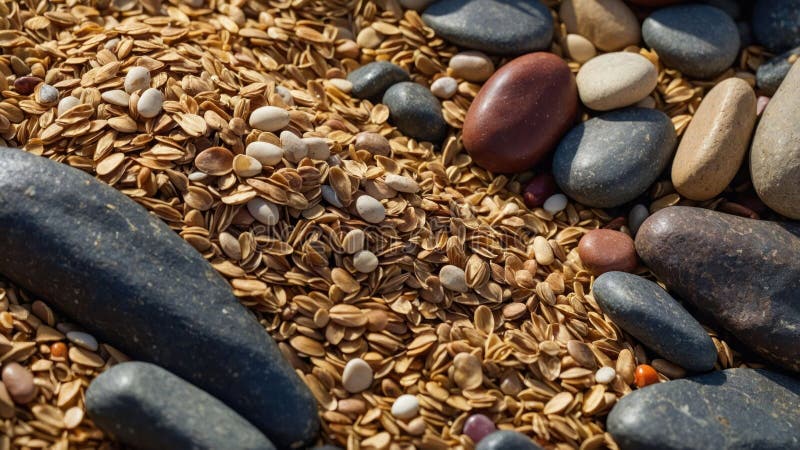 Smooth River Stones and Dried Seeds Texture Stock Illustration ...
